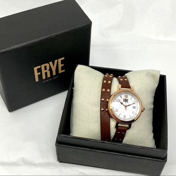 Frye | Jewelry | Frye Melissa Cognac Studded Leather Wrap Watch Nib ...
